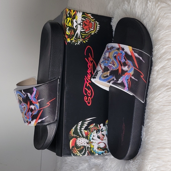 Ed Hardy | Shoes | Mens Ed Hardy Dragon Sport Slides Us 1 | Poshmark